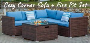 Rattan Corner Sofa with Fire Pit & How to Create an Outdoor Room